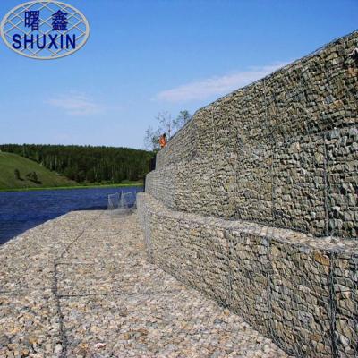 China Galfan 2*1*1 M Gabion Wire Mesh Boxes Hexagon Retaining Wall Design for sale