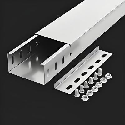 China 50mm Width Slotted Cable Tray 4 Slots Metal Cable Trough Galvanized Surface for sale
