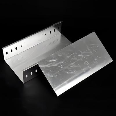 China Silver Slotted Trough Type Cable Tray 50mm Width Metal Wire Tray for sale