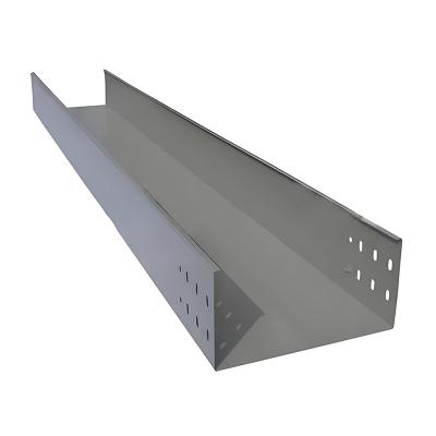 China Silver Fully Enclosed Cable Tray / Steel Metal Cable Trough Medium Duty for sale