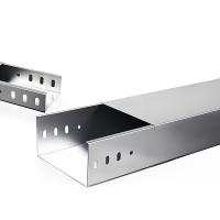 China Steel Slotted Solid Cable Tray With Cover 3m Length Cable Tray Trough for sale