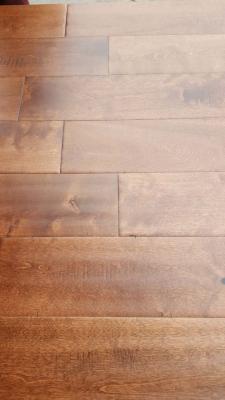 China distressed birch solid hardwood flooring with handscraped & charter Mark texture for sale