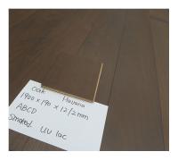 China 1900x90x12mm, 2mm top veneer, Dark Brown Oak Multi Ply Engineered Hardwood Flooring, Smoked, Brushed, UV lac Havana for sale