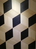 China Black White Stained Oak Parquet Floor Tiles Artistic Parquets 3D Showing for sale