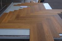 China Smoked UV Oiled White Oak Herringbone Parquet Flooring 910x150mm for sale