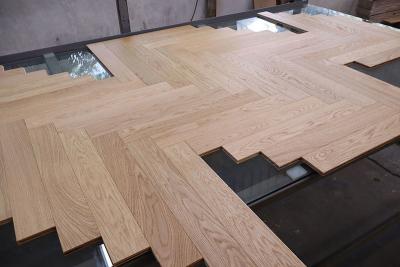 China White Oak Herringbone Parquet Flooring with Matt 5-10% Finish and 25 Years Residential Warranty for sale