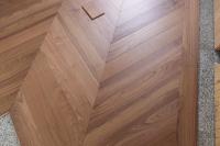 China Natural Vanished Chevron Parquet Flooring Engineered Walnut Oak Veneers Tongue Groove Matt Finish Durable Surface for sale