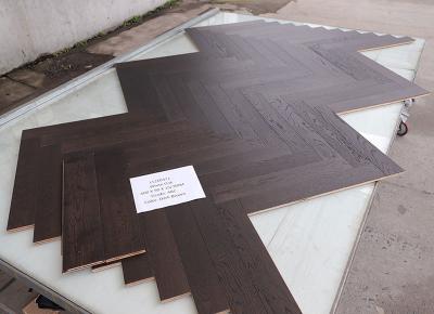 China Dark Brown Oak Engineered Wood Flooring, Herringbone Parquet, 600 x 90MM for sale