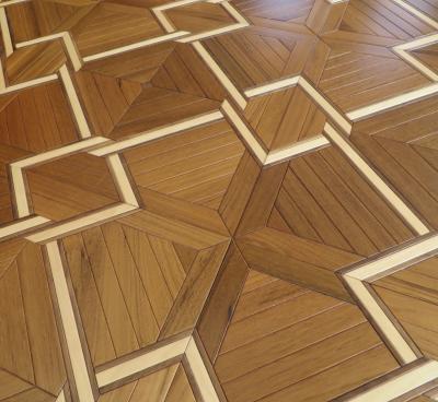 China Premium Art Parquetry Tiles In Teak Walnut And Birch Engineered Wood Flooring for sale