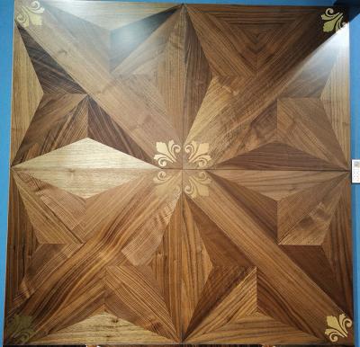 China Metal Inlayed Parquet Wood Flooring Multi Ply Brass / Stainless Steel Mixed With Wood for sale