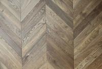 China Dark Smoked E0 Formaldehyde Emission Chevron Parquet Flooring with 25 Years Residential Warranty for sale
