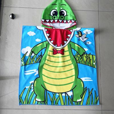 China Kids Microfiber Hooded Beach Towel Poncho 2-8 Years Soft Absorbent Quick Dry for sale