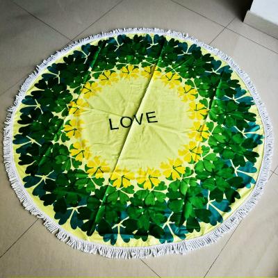 China Custom Logo Round Microfiber Beach Towel Blanket 150x150cm Terry Print for sale