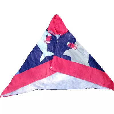 China Kids Zip Up Hooded Poncho Towel 100% Cotton 400GSM Quick Dry Absorbent Beach Towel for sale