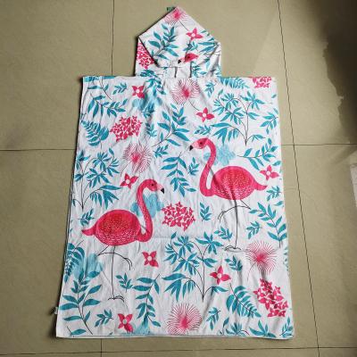 China digital printed logo surf hooded poncho towel with pocket for sale