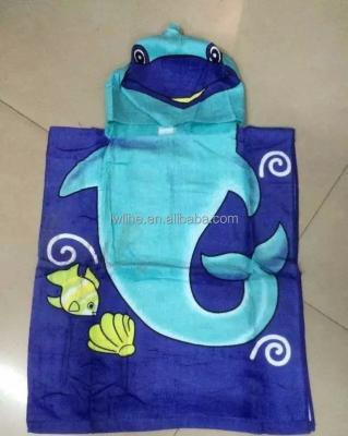 China Custom Logo Sublimation Kids Poncho Beach Towel 70x140cm Quick Dry for sale