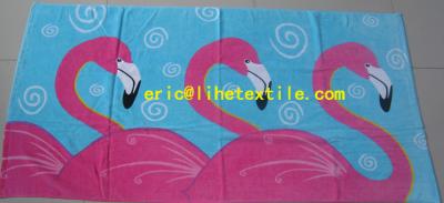 China Custom Printed Cotton Velour Beach Towel 90x180cm 500GSM New Design for sale