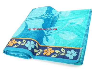 China Double Jacquard Beach Towel Satin Velour 90x180cm 400-700 GSM for sale