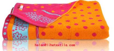 China 100% cotton double jacquard beach towel , customer design , 70x140cm for sale