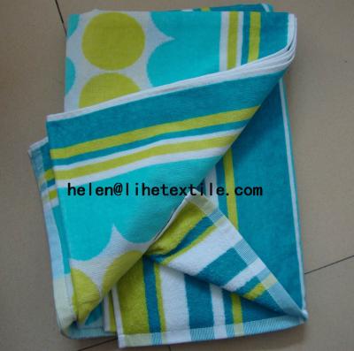 China Cotton Yarn Dyed Beach Towel 30x60 Inch 500 GSM Velour Loop for sale