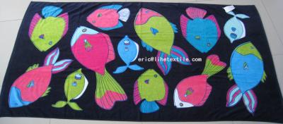 China 100% Cotton Printed Beach Towel Velour 100x180cm 450GSM for sale
