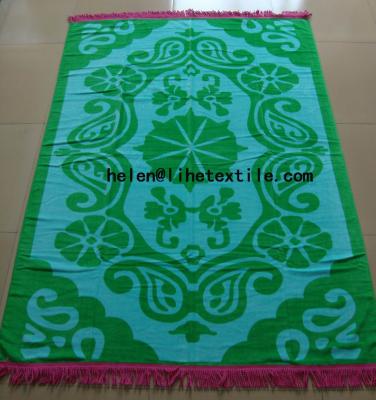 China Reactive Printed Beach Towel with Fringes 100% Cotton OEM Custom Design for sale