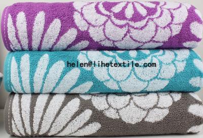 China Yarn Dyed 100% Cotton Jacquard Bath Towel Set 30x60 Inch 500 GSM for sale