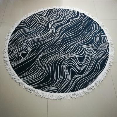 China Custom Jacquard Round Beach Towel 100% Cotton Large Size with Fringe for sale