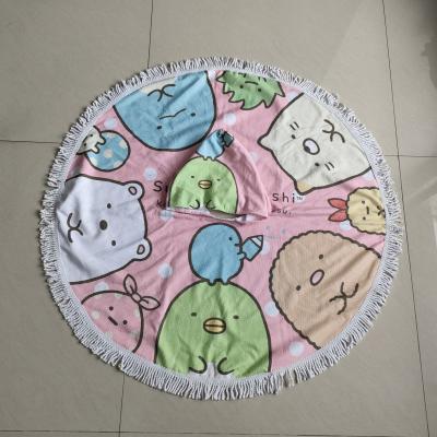 China Custom Kids Microfiber Poncho Beach Towel with Tassel 80x80cm Quick Dry for sale