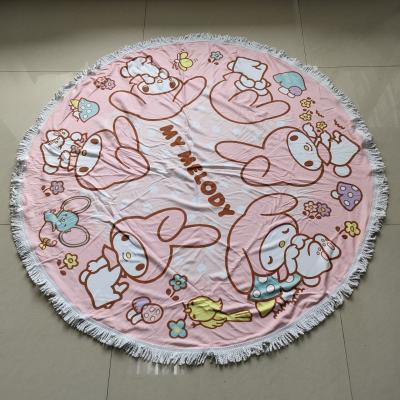 China Custom Pink Microfiber Sand Free Round Beach Towel with Tassels 150x150cm for sale