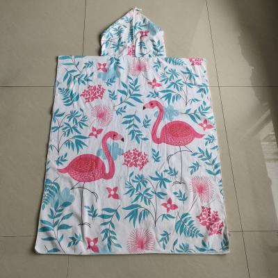 China Custom Digital Print Beach Changing Robe Hooded Poncho Towel with Pocket 80x160cm for sale