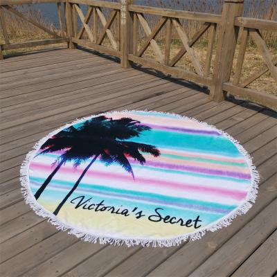 China Sand Resistant Round Beach Towel 150cm Coconut Tree Print Quick Dry for sale