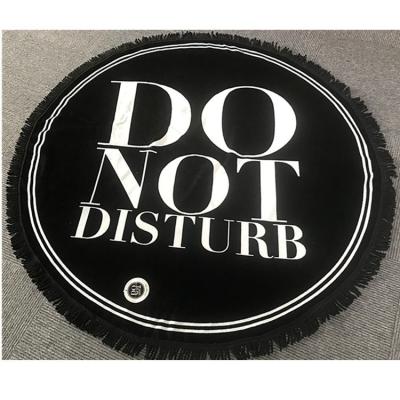 China Wholesale Custom Black Cotton Round Beach Towel 150cm with Logo Tassels for sale