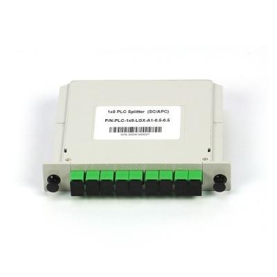 China 1x8 SC/APC Single Mode G657A1 LGX Cassette PLC Splitter 130x100x25mm for FTTx Networks for sale