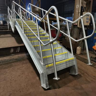 China Steel Structure Staircase Steel Ladder HDG Painting Steel Fabrication Stairs for sale