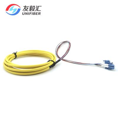 China Color Coded Fiber Optical Pigtail 1m LC/UPC 12 Fibers OS2 Single Mode for sale