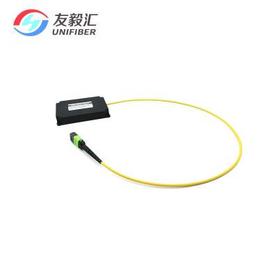 China 1x2 1310/1550nm Fiber Optic Splitter Module 3.0mm Round Cable Elite MPO/APC Male for sale