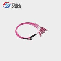 China 8 Fiber OM4 MPO To 4xLC Fiber Breakout Cable 3.0mm Diameter 5m Violet Color for sale