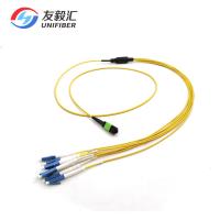China Single Mode MPO to LC Fiber Breakout Cable 8/12 Core Type B OEM Support for sale