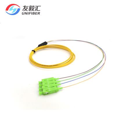 China Single Mode G657A2 Ribbon Fiber Pigtail SC/APC 4 Core 2.5M for sale