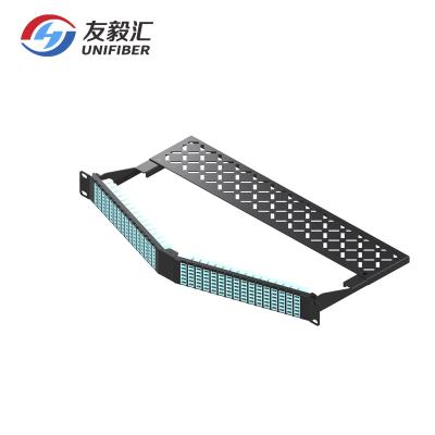 China 1U 192 Port Ultra HD Angled LC To LC Fiber Patch Panel With Foldable Cable Management for sale