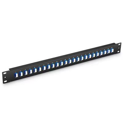 China FHU 1U 19'' Fiber Adapter Panel, 48 Fibers OS2 Single Mode, 24 x LC UPC Duplex (Blue) for sale