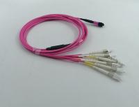 China 8 Fibers MPO to LC UPC Duplex Breakout Patch Cord Multimode OM4 Magenta 1m (3ft) for sale