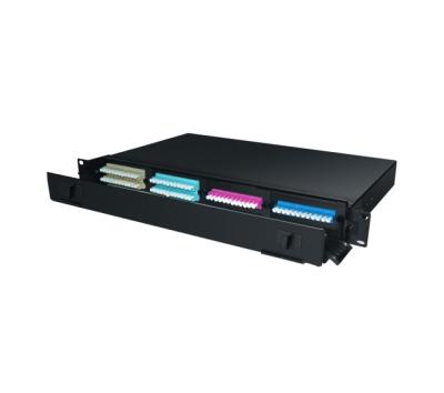 China SPCC Material MPO MTP Patch Cord Panel 19 Inch 1U 48/72/96/144 Fibers Cold Rolled Steel Sheet for sale