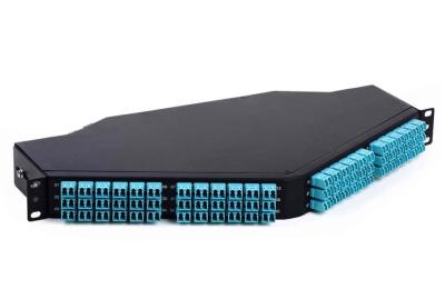 China Rack Mount Pre Loaded MPO MTP Patch Cord Angled Fiber Optic Patch Panel 144 Fibers for sale