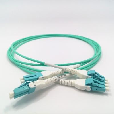 China Multimode Duplex Fiber Optic Patchcord  LC/LC Uniboot 50 Micro OM4 Aqua LSZH Jacket for sale