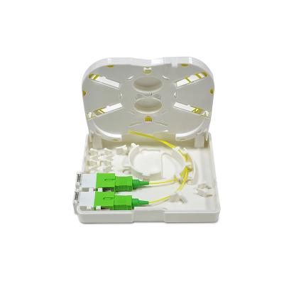 China Mini FTTH Fiber Optic Cable Termination Box 2 Ports SC/APC Adapter With Bilayer Structure for sale