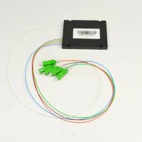 China High Reliability 1x4 Fiber Optic Splitter 4 Way PLC PON 0.9mm ABS Box Compact Size for sale
