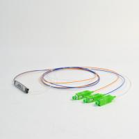 China 1 In 2 Out Fibre Optic Cable Splitter 1x2 PLC Mini Steel Tube 0.9mm SC/APC Connector for sale