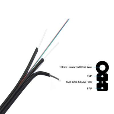China FTTH Aerial Drop Bulk Fiber Optic Cable Singlemode G.657A Steel FRP Self Supporting for sale